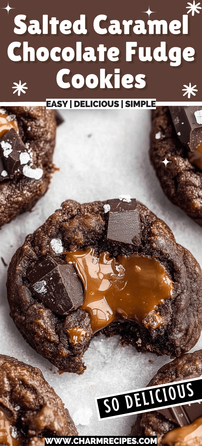 Salted Caramel Chocolate Fudge Cookies