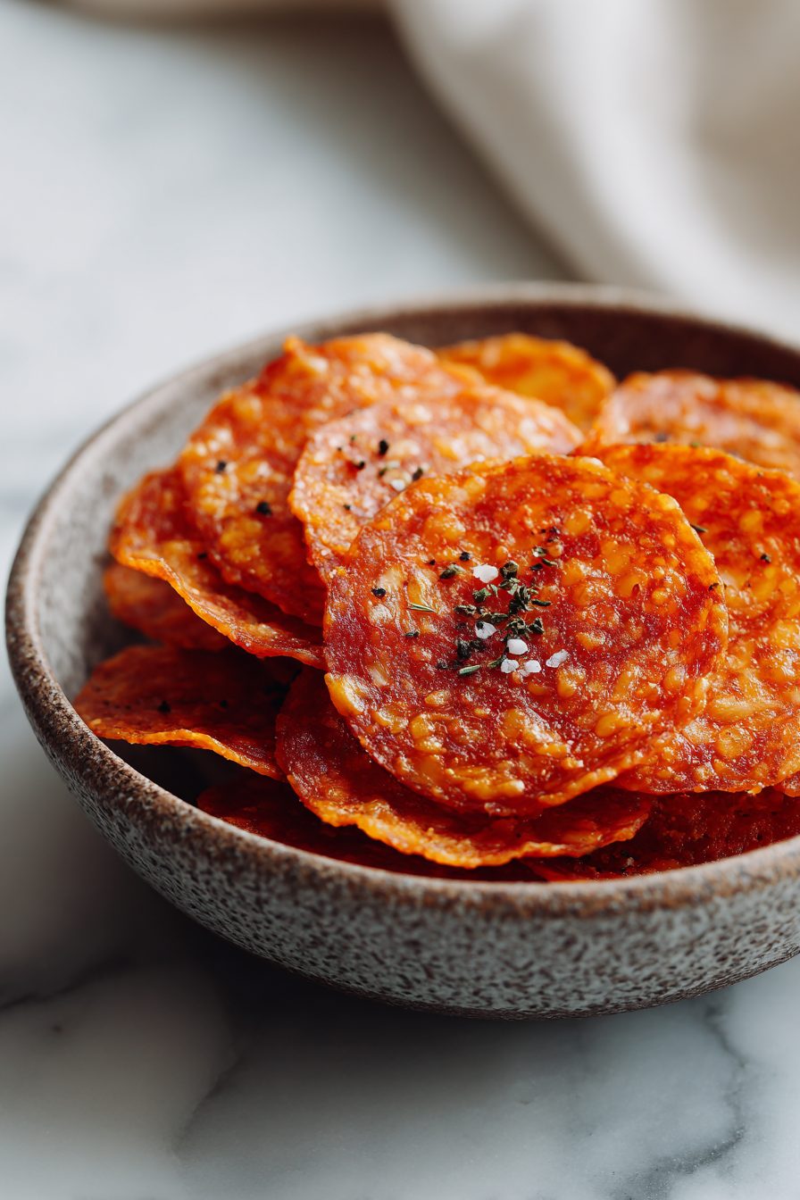 Easy Pepperoni Cheese Crisps