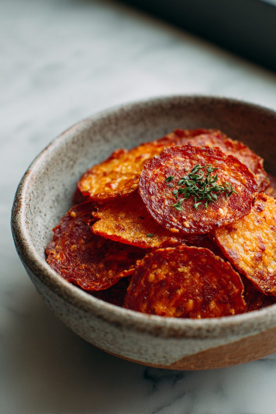 Easy Pepperoni Cheese Crisps